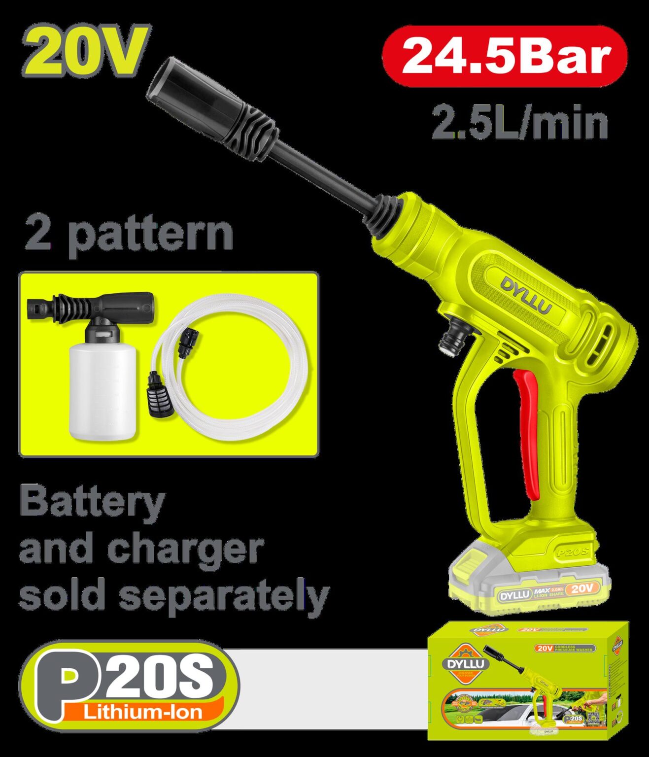 HIDROLAVADORA INALAMBRICA 20V PORTATIL BATERIA Y CARGADOR NO INCLUIDO DYLLU (DTQX0120) – Roxvan ...